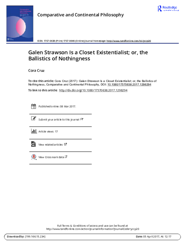 (PDF) Comparative and Continental Philosophy Galen Strawson Is a Closet ...