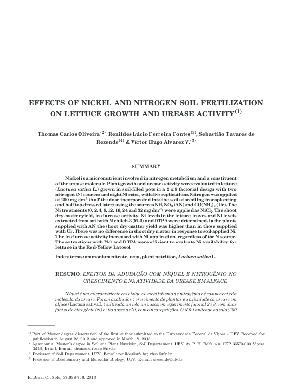 (PDF) Effects of nickel and nitrogen soil fertilization on lettuce ...