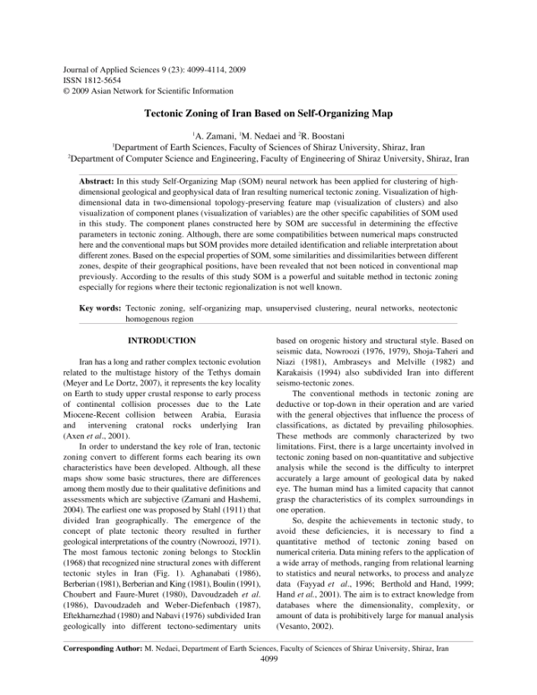 (PDF) Tectonic Zoning of Iran Based on Self-Organizing Map