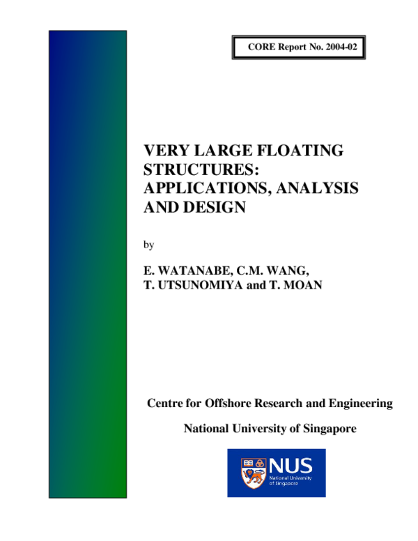 Pdf Very Large Floating Structures Applications Analysis And Design