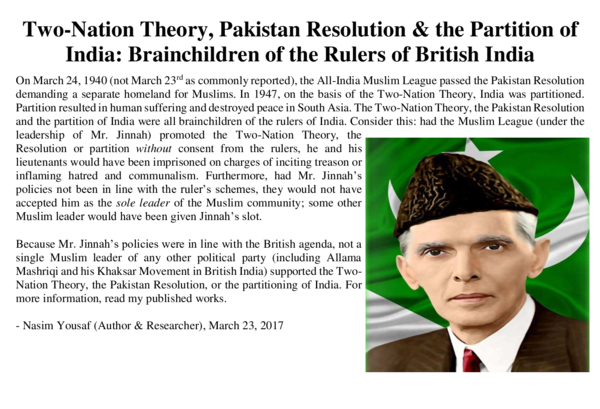 (PDF) Two-Nation Theory, Pakistan Resolution & the Partition of India ...