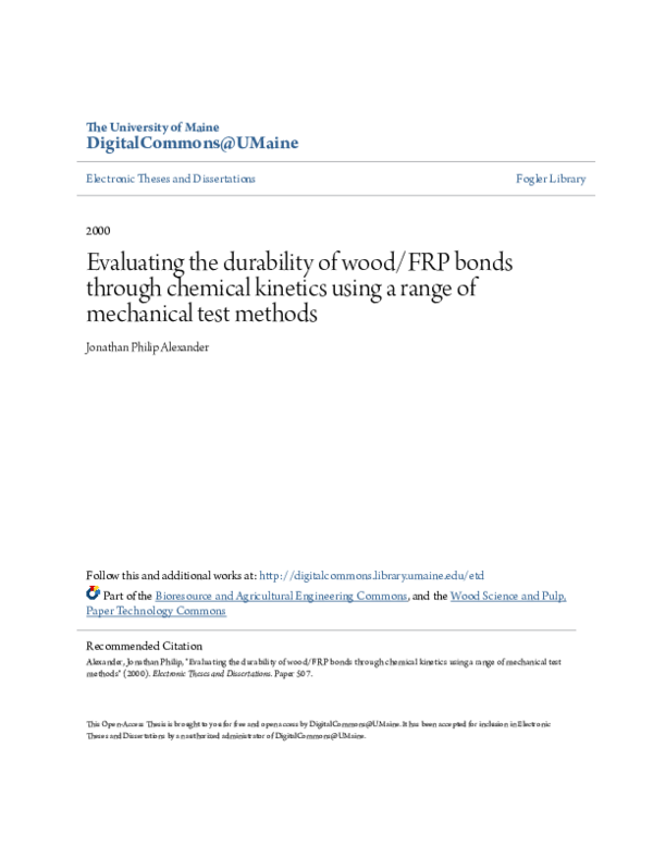 (PDF) Evaluating the durability of wood/FRP bonds through chemical ...