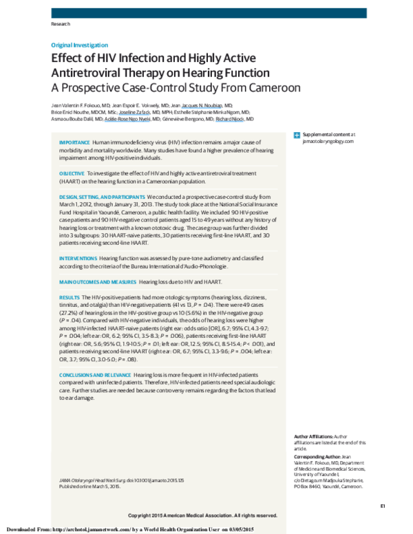(PDF) Effect of HIV Infection and Highly Active Antiretroviral Therapy ...