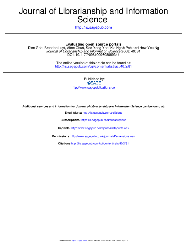 (PDF) Evaluating open source portals