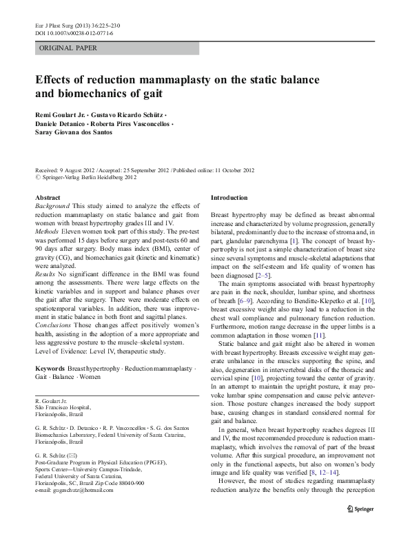 (PDF) Effects of reduction mammaplasty on the static balance and ...