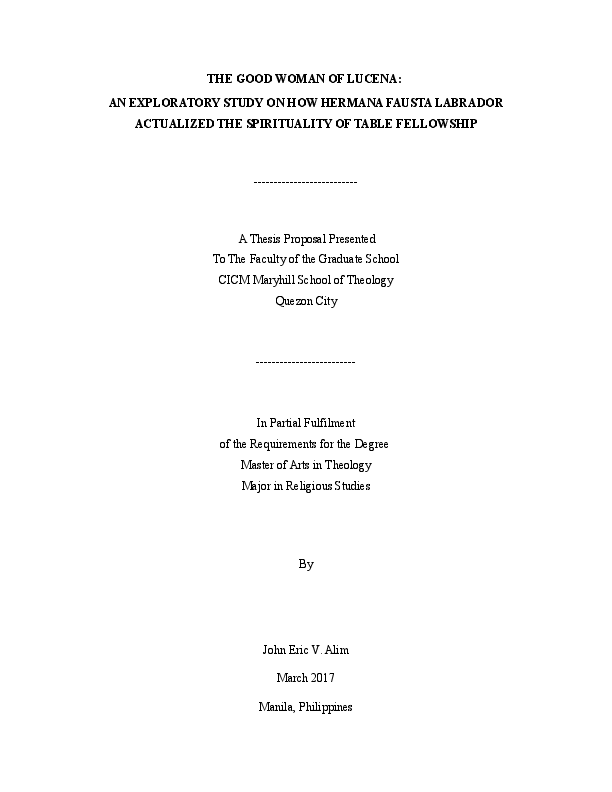 (DOC) THE GOOD WOMAN OF LUCENA: AN EXPLORATORY STUDY ON HOW HERMANA ...