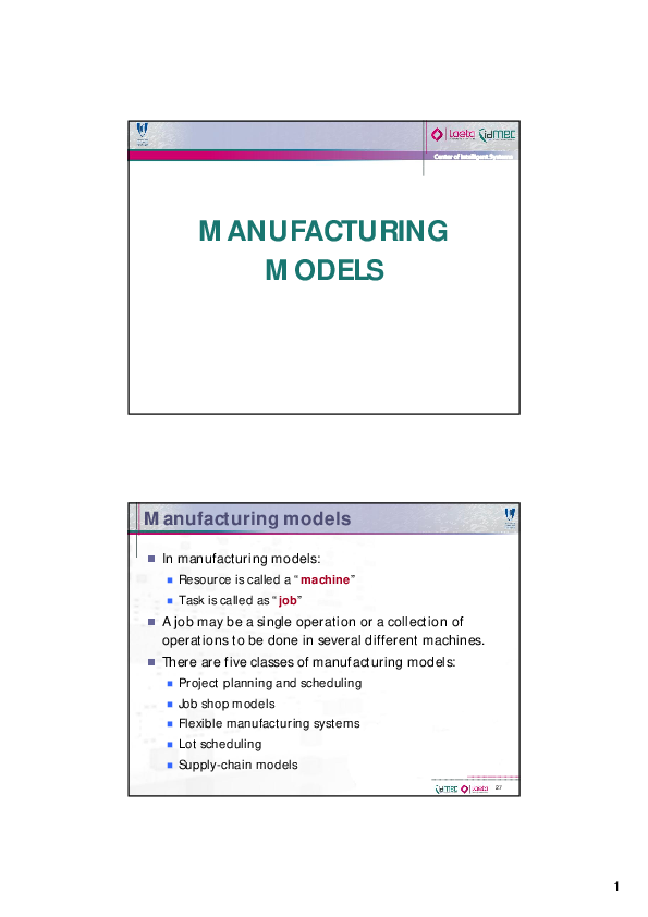(PDF) MANUFACTURING MODELS Manufacturing models