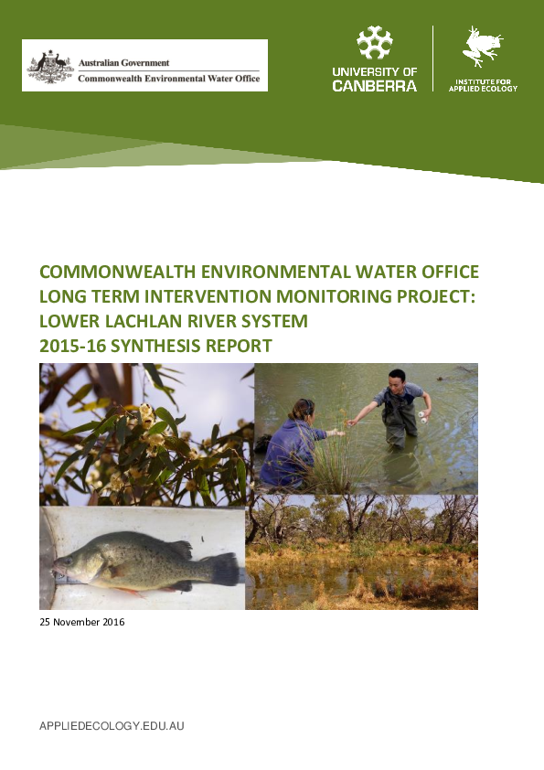 (PDF) COMMONWEALTH ENVIRONMENTAL WATER OFFICE LONG TERM INTERVENTION ...