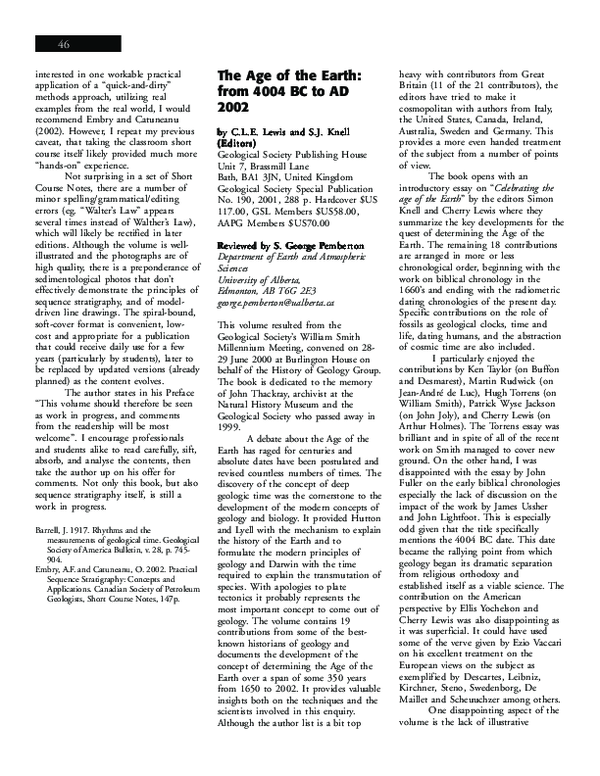 (PDF) The Age of the Earth: from 4004 BC to AD 2002