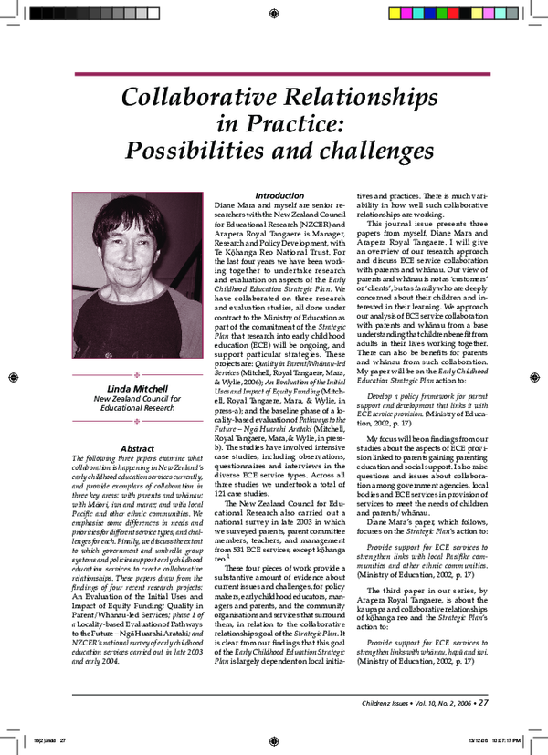 (PDF) Collaborative relationships in practice: Possibilities and challenges