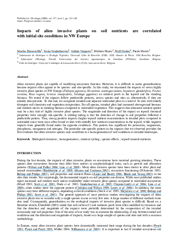 (PDF) Impacts of alien invasive plants on soil nutrients are correlated ...