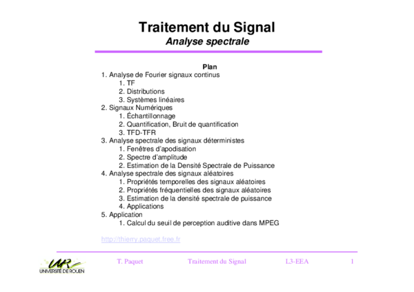 (PDF) Traitement du Signal