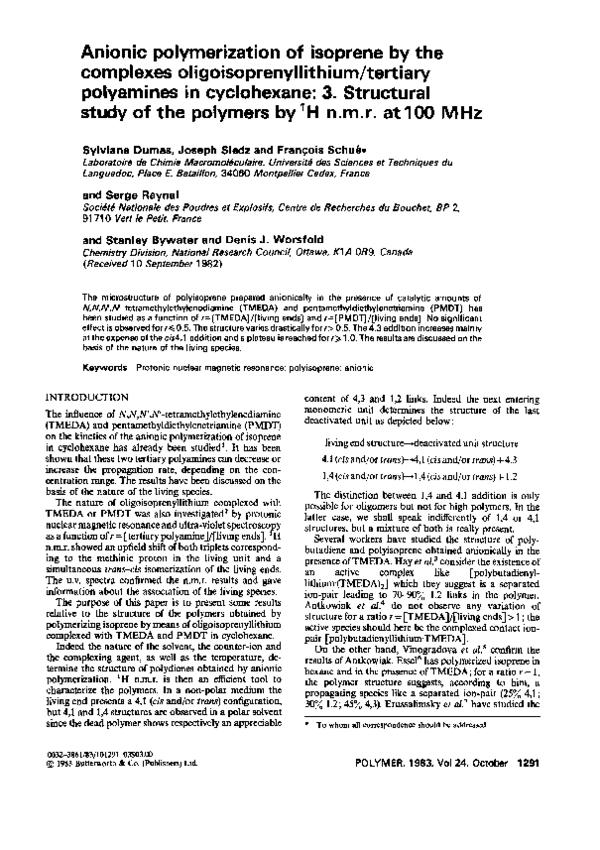(PDF) Anionic polymerization of isoprene by the complexes ...