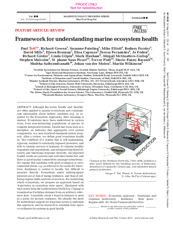 (PDF) Framework for understanding marine ecosystem health