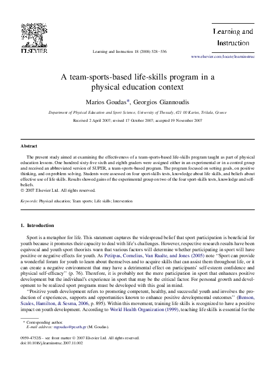 (PDF) A team-sports-based life-skills program in a physical education ...