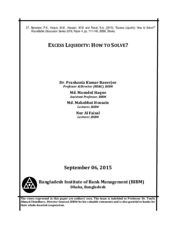 (PDF) 37. Excess Liquidity: How to Solve?