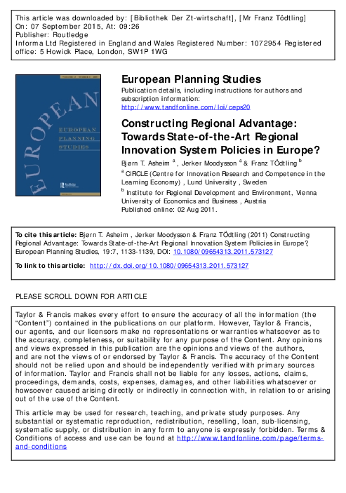 (PDF) European Planning Studies Constructing Regional Advantage ...