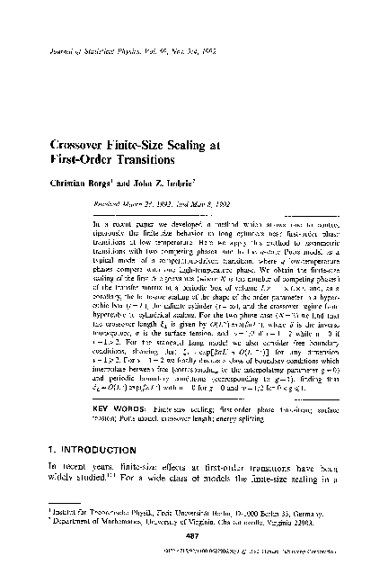 Pdf Finite Size Scaling In First Order Transitions 