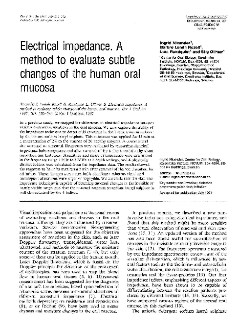 (PDF) Electrical impedance. A method to evaluate subtle changes of the ...