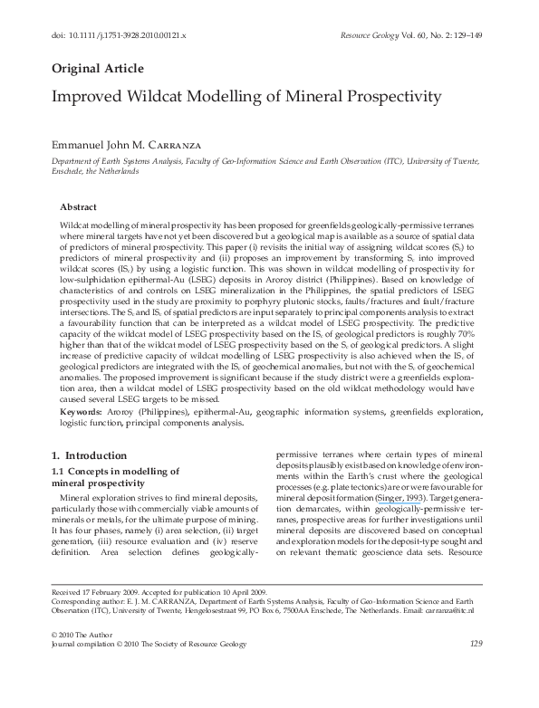 (PDF) Improved Wildcat Modelling of Mineral Prospectivity