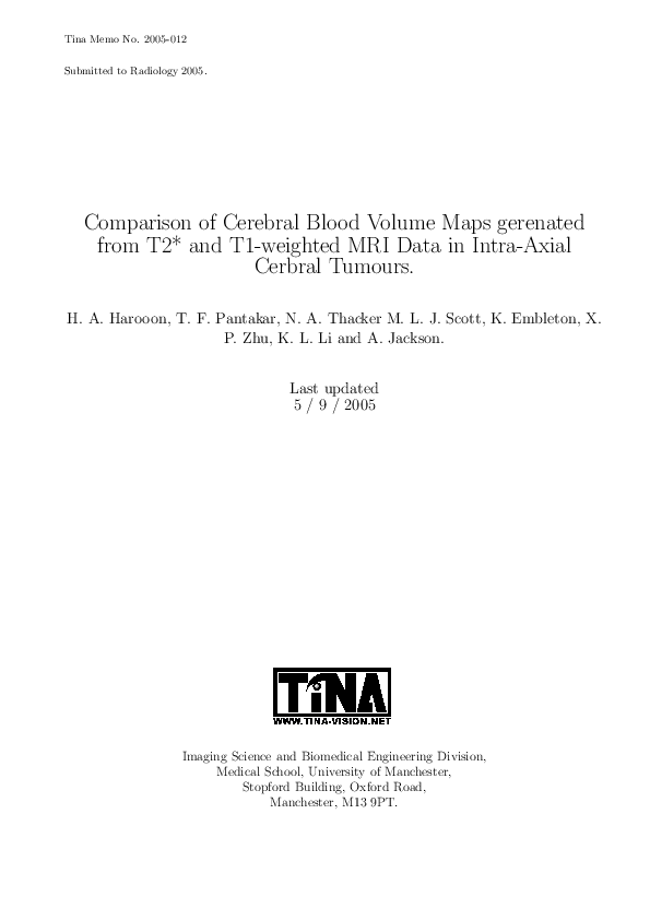 (PDF) Comparison of Cerebral Blood Volume Maps gerenated from T2* and ...