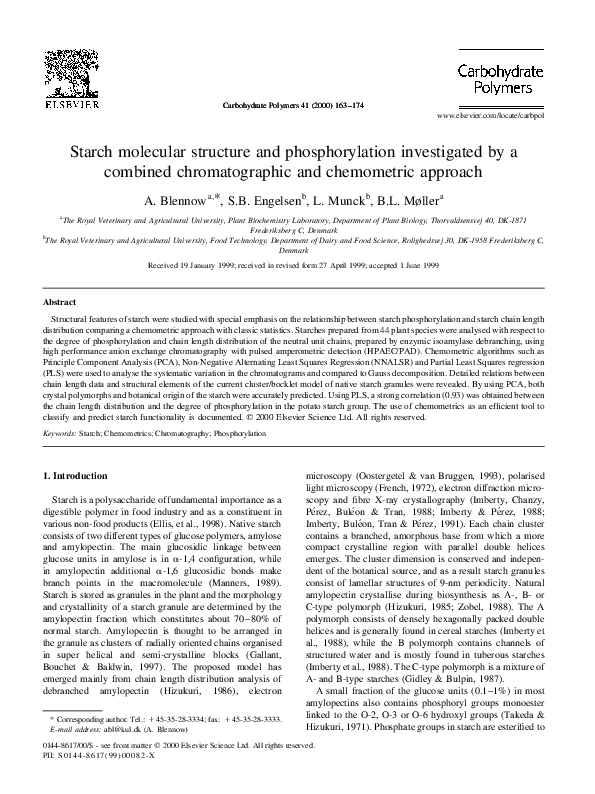 (PDF) Chemometric Analysis of Starch Phosphorylation
