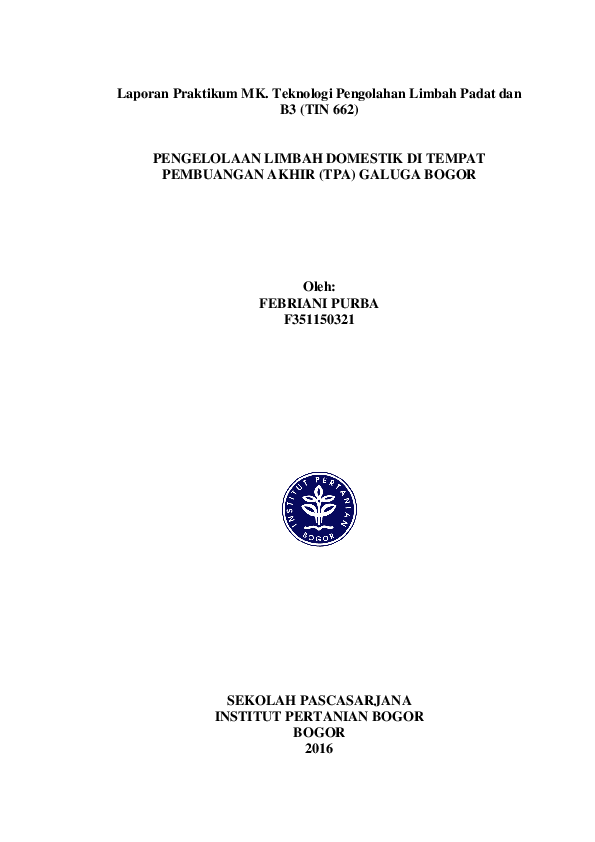 (PDF) Pengolahan Limbah Domestik di Tempat Pembuangan Akhir (TPA ...
