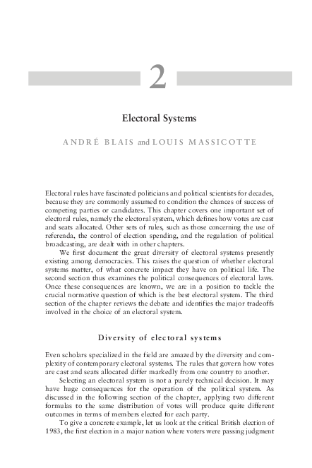 (PDF) Electoral Systems