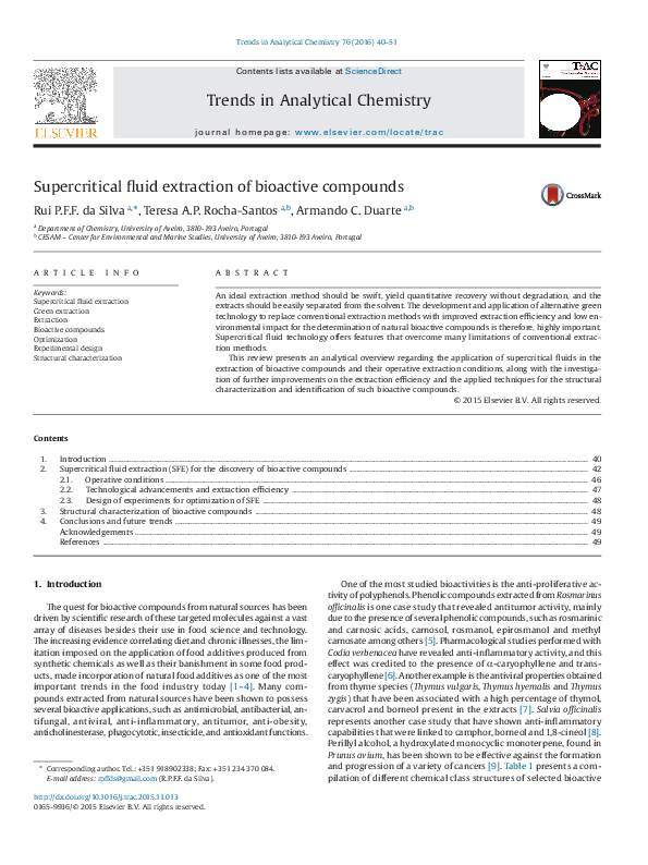 (PDF) Supercritical fluid extraction of bioactive compounds