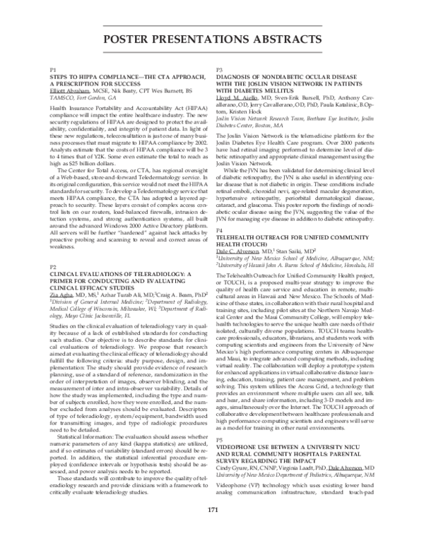 (PDF) Abstracts of poster presentations