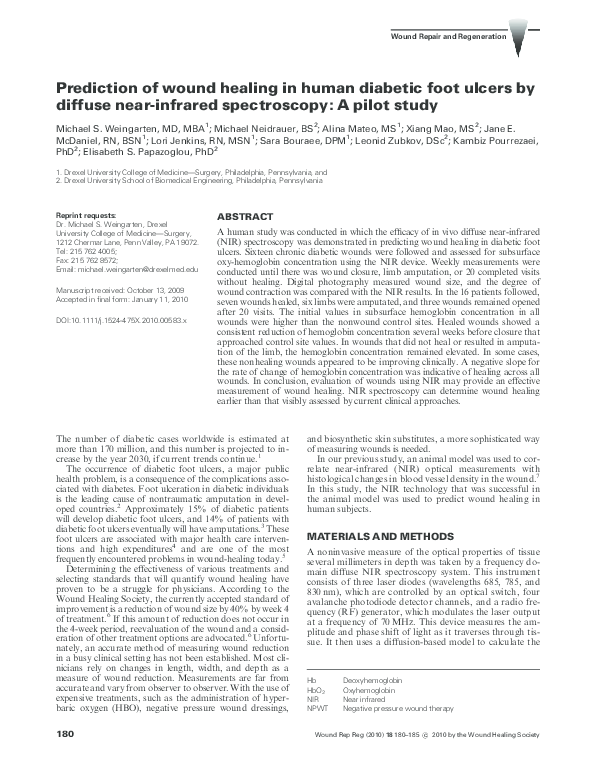 (PDF) Prediction of wound healing in human diabetic foot ulcers by ...