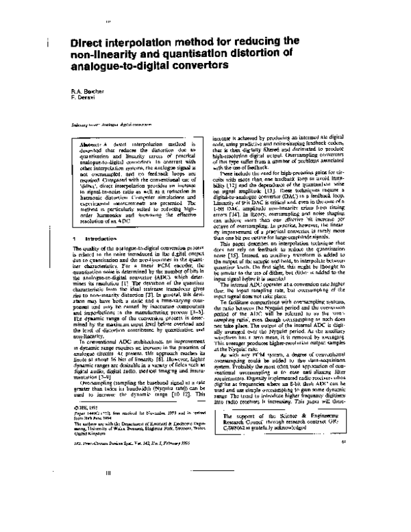Pdf Direct Interpolation Method For Reducing The Non Linearity And Quantisation Distortion Of