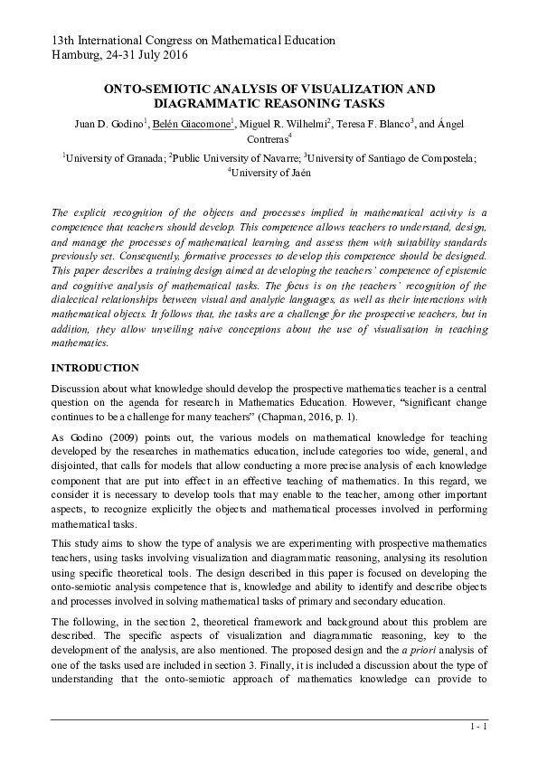(PDF) ONTO-SEMIOTIC ANALYSIS OF VISUALIZATION AND DIAGRAMMATIC REASONING TASKS