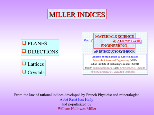 (PPT) Chapter 3b Miller Indices (1)