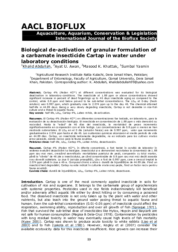 (PDF) Biological de-activation of granular formulation of a carbamate ...