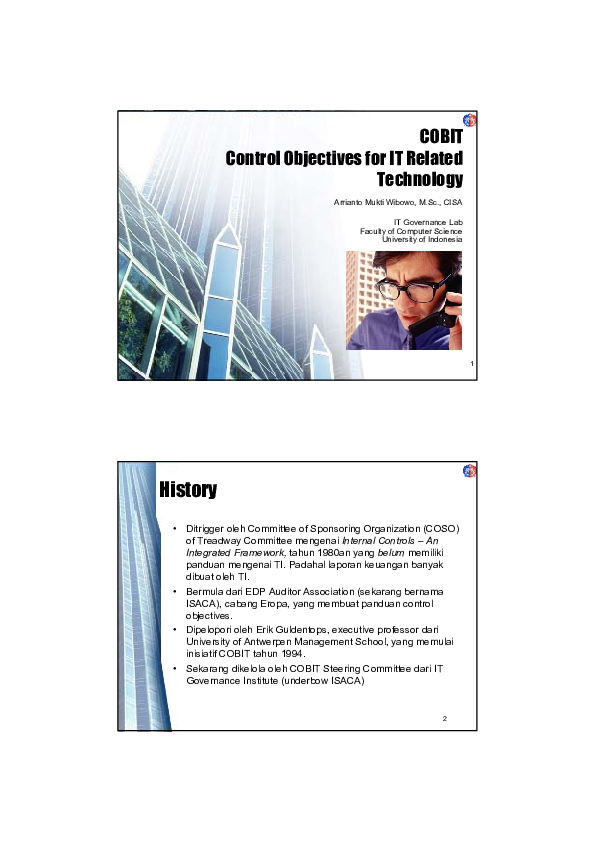 Pdf Cobit Control Objectives For It Related Technology