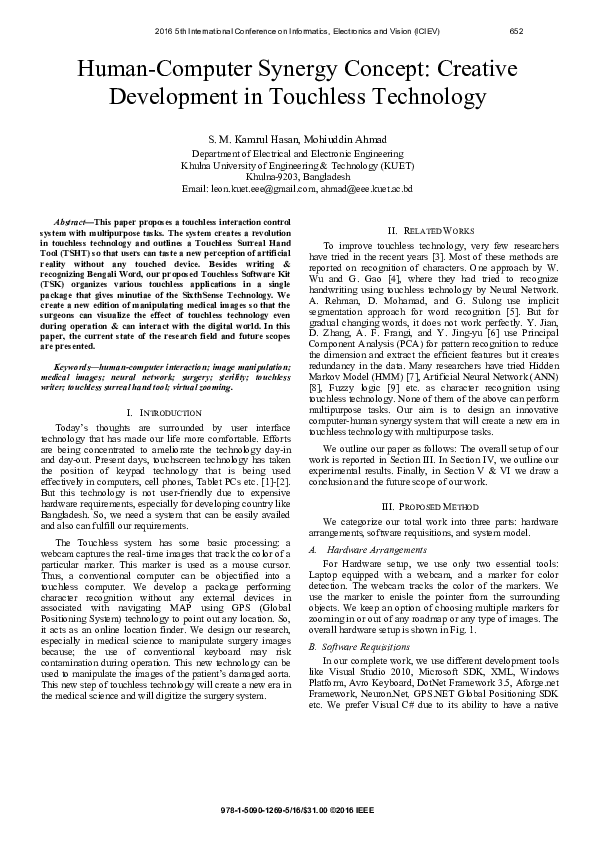 (PDF) Human-Computer Synergy Concept: Creative Development in Touchless ...