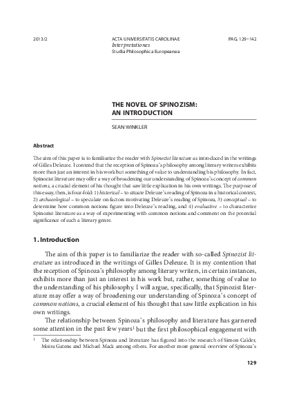 (PDF) The Novel of Spinozism: An Introduction