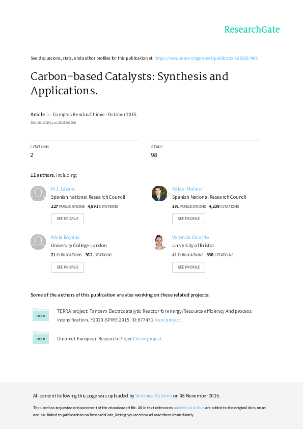 (PDF) Carbon-based Catalysts: Synthesis and Applications.