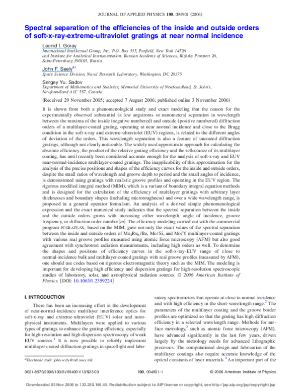 (PDF) Spectral separation of the efficiencies of the inside and outside ...