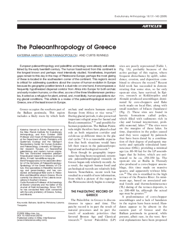 (PDF) The paleoanthropology of Greece | Eleni Panagopoulou and Curtis ...