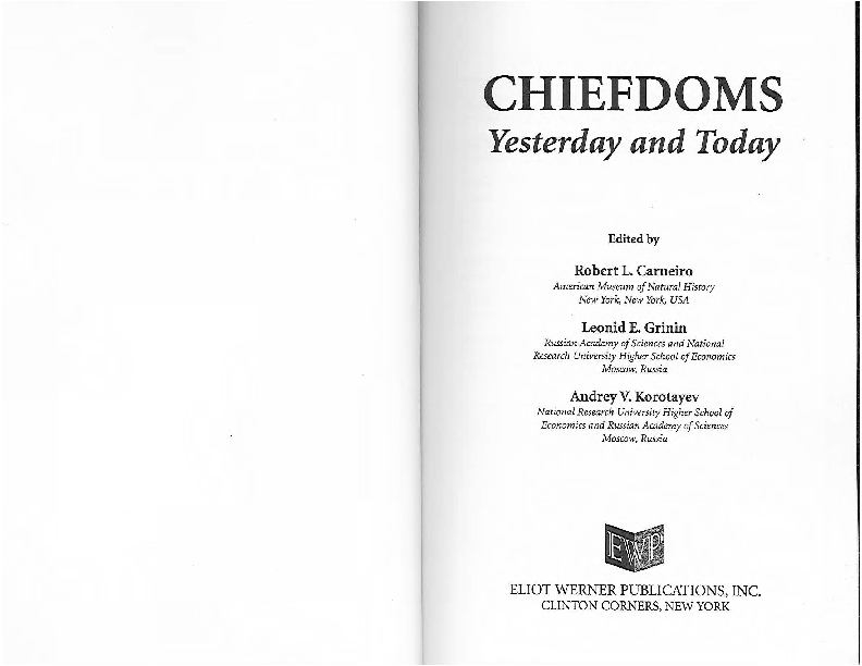 (PDF) Beyond States and Empires: Chiefdoms and Informal Politics ...