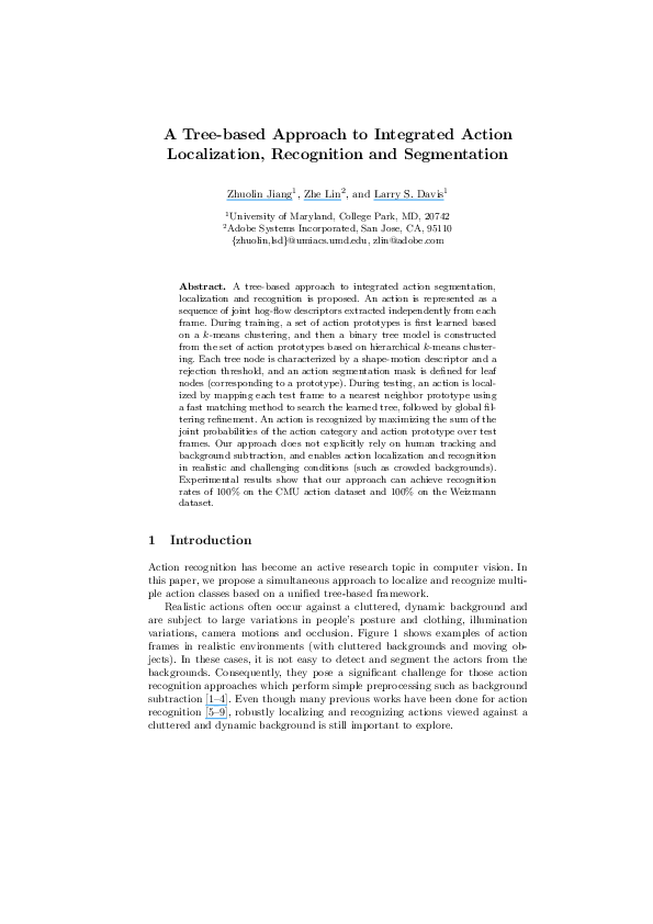 Pdf A Tree Based Approach To Integrated Action Localization Recognition And Segmentation