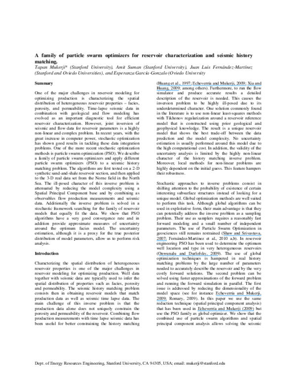 Pdf Joint Inversion Of Seismic And Flow Data For Reservoir Parameter