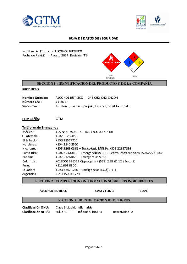N Butanol Msds