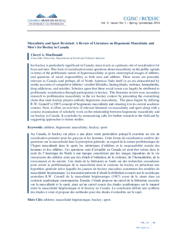 (PDF) Masculinity and Sport Revisted: A Review of Literature on ...