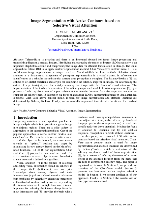(PDF) Image segmentation with active contours based on selective visual attention | Mariofanna ...
