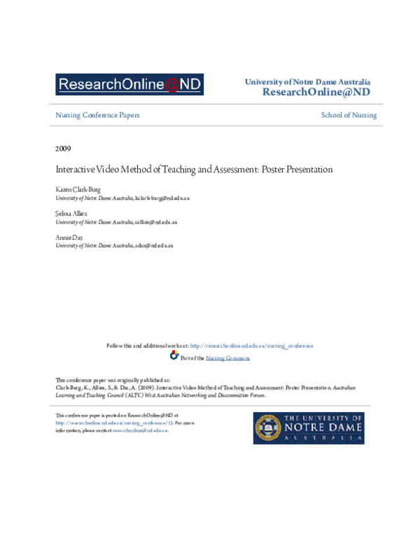 (PDF) Interactive Video Method of Teaching and Assessment: Poster ...