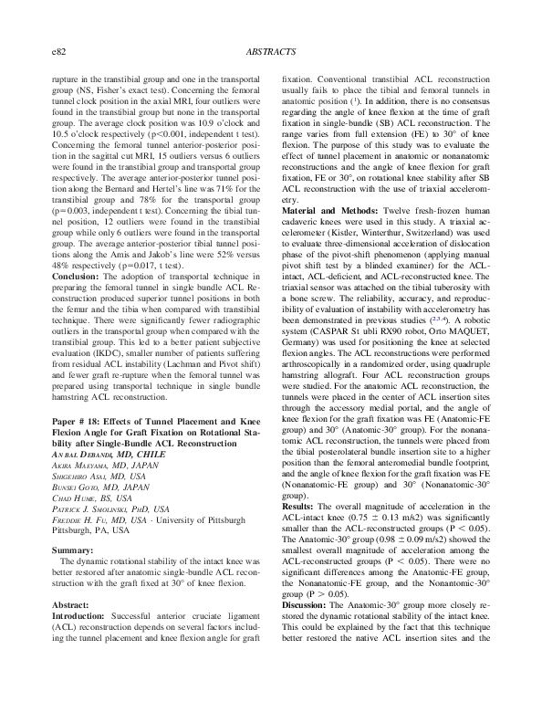 (PDF) Paper # 18: Effects of Tunnel Placement and Knee Flexion Angle ...