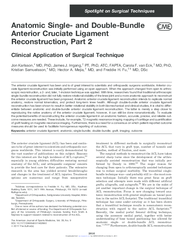 (PDF) Anatomic Single- and Double-Bundle Anterior Cruciate Ligament ...